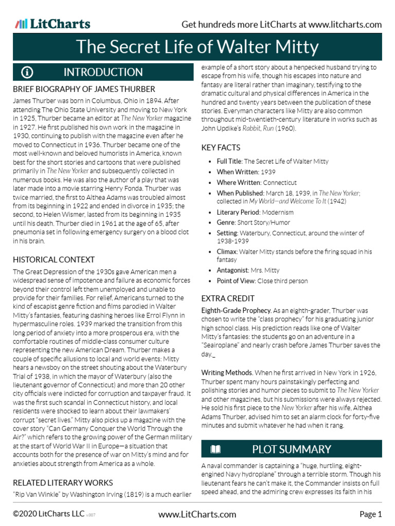 The Secret Life of Walter Mitty LitChart | PDF