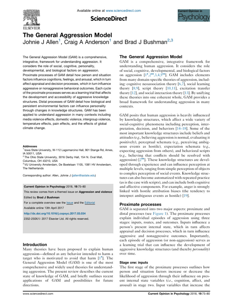 Allen Et Al. - The General Agression Model | PDF | Aggression | Anger