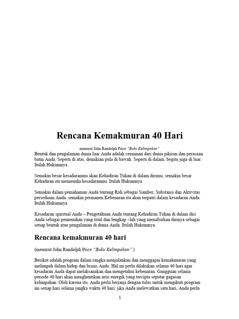 Rencana Kemakmuran 40 Hari | PDF