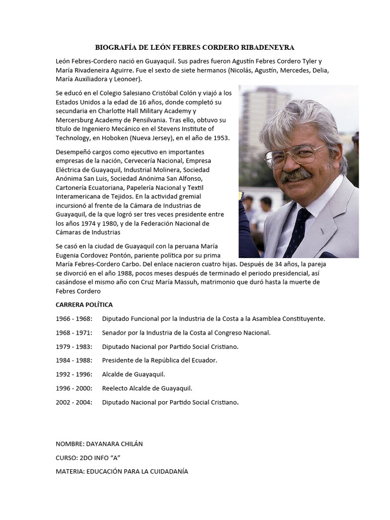 Biografía de León Febres-Cordero | PDF | Ciencias sociales