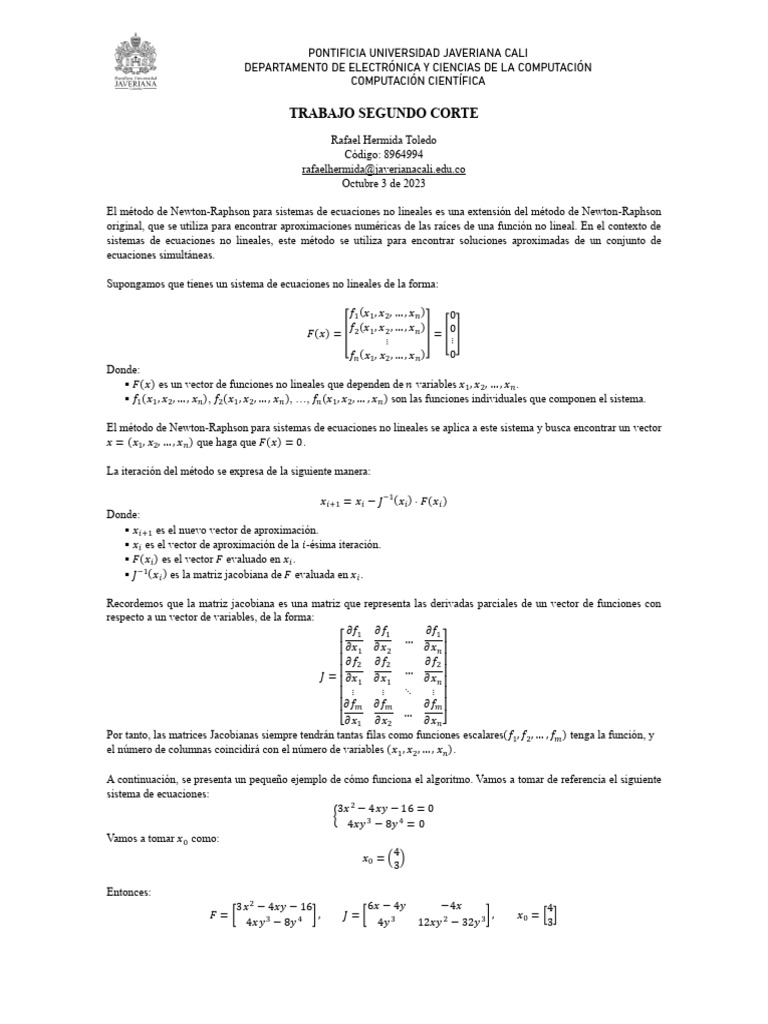 Método de Newton-Raphson para Solución de SENL en Python | PDF