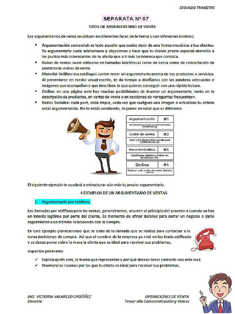 Separata 07 - Tipos de Argumentario de Ventas | PDF