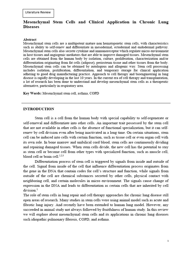 JR 043 - Mesenchymal Stem Cell and Clinical Application in Chronic Lung Disease.210921-Revision ...