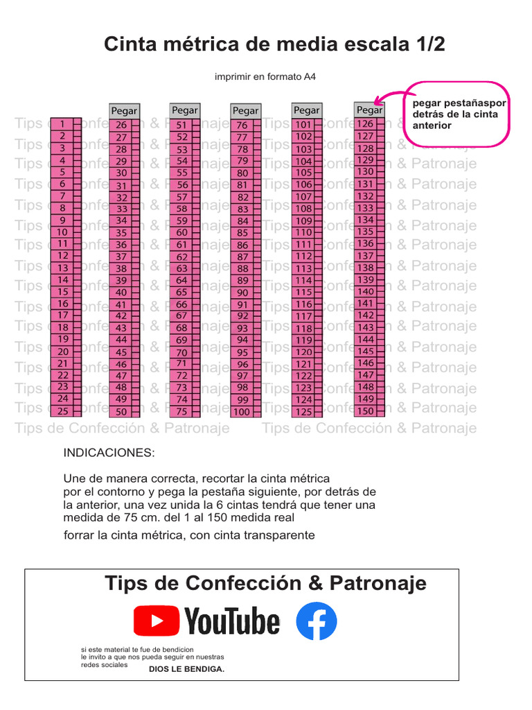 Cinta Métrica Imprimible Pdf Cinta Métrica Retráctil 150cm