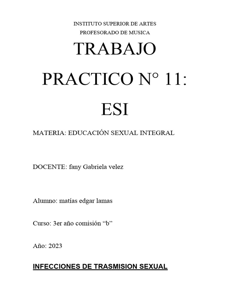 Matias Lamas - TP #11 ITS | PDF | Infección transmitida sexualmente ...