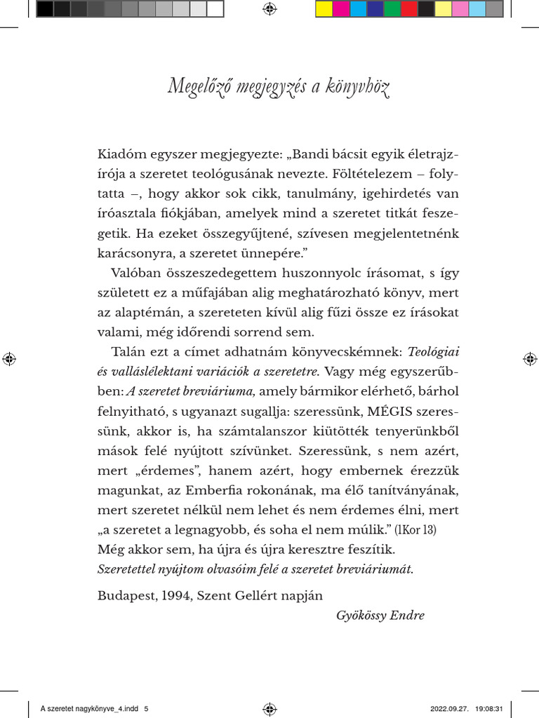 Gyokossy Endre A Szeretet Nagykonyve | PDF