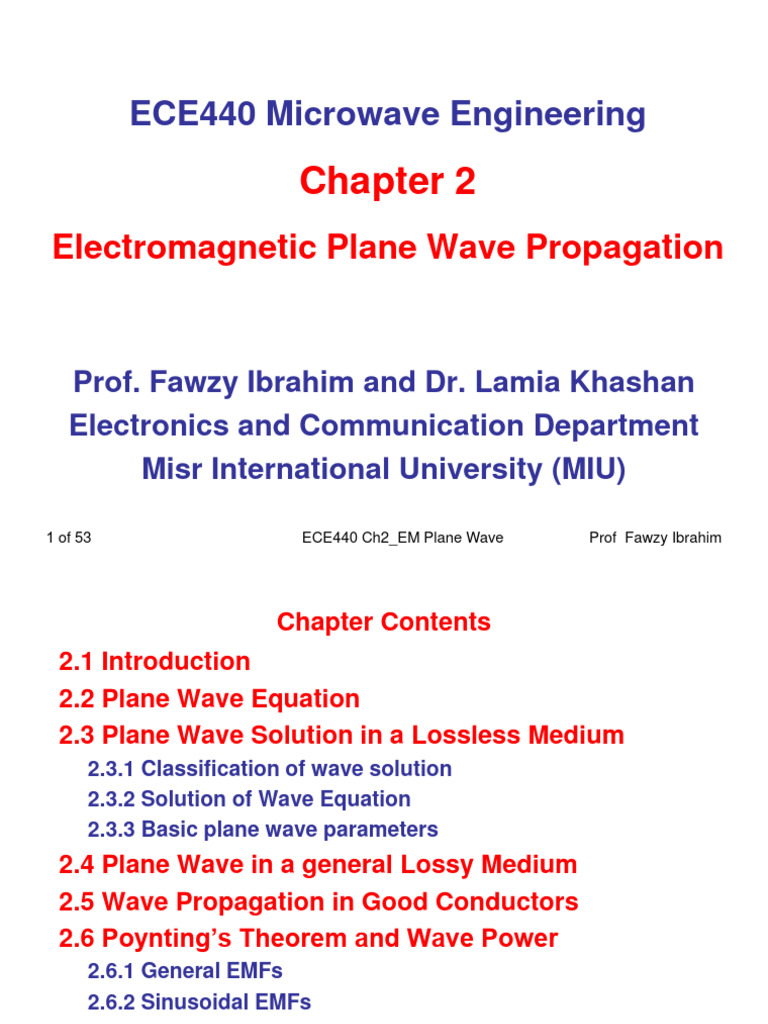 ECE440 MW Chapter - 2 - EM Plane Wave Propagation | PDF | Waves | Electromagnetic Radiation