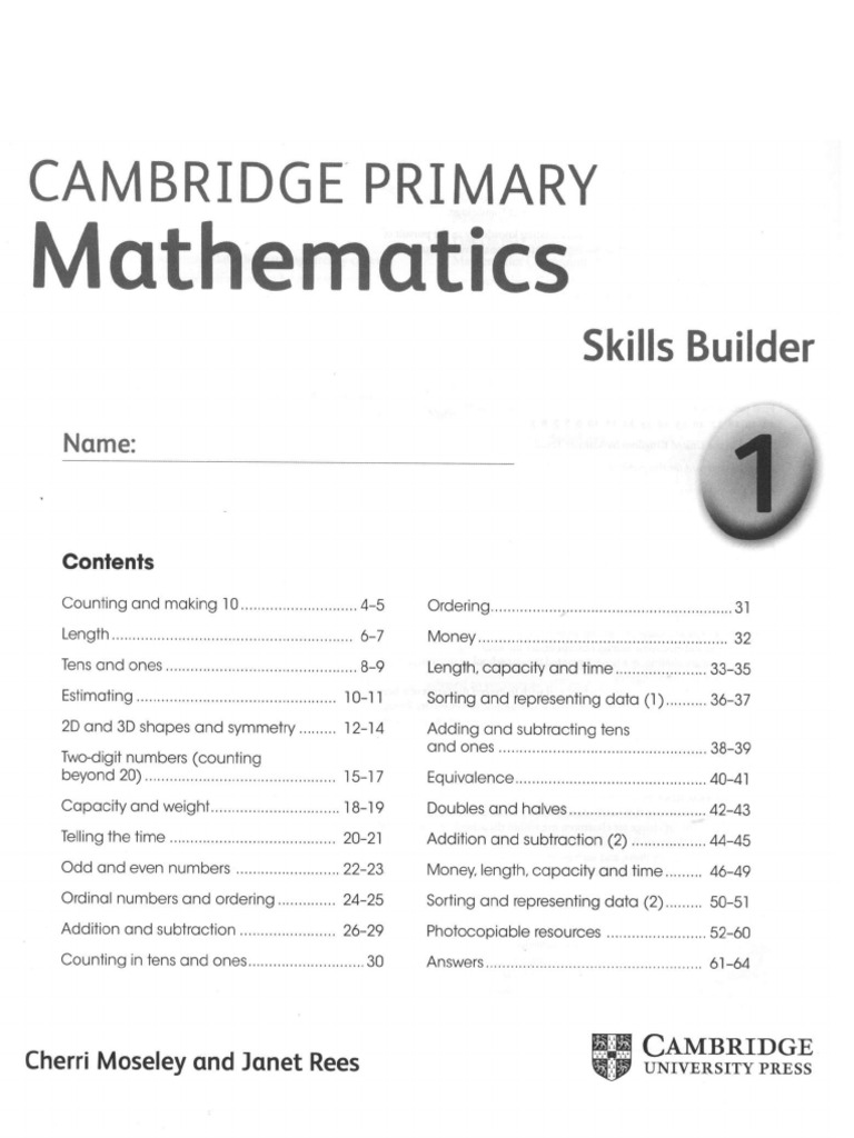Cambridge Primary Mathematics Skills Builder 1 | PDF