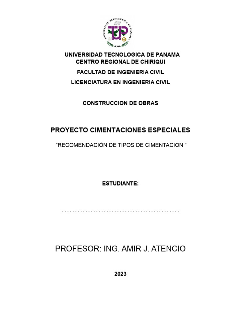 Universidad Tecnologica de Panama Construccion de Obra | PDF