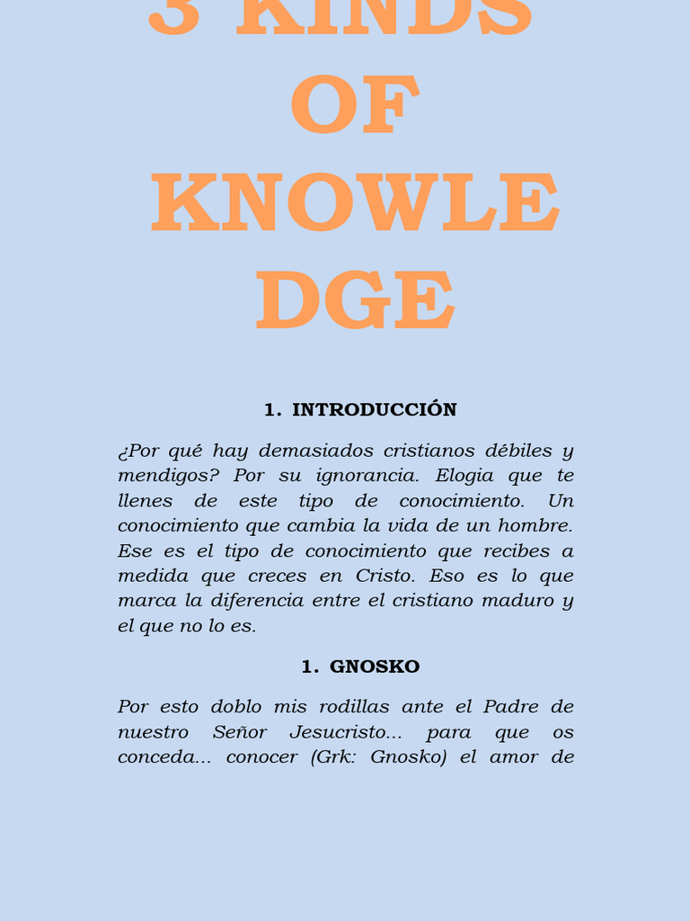 Tres Tipos de Conocimiento | PDF | Amor | Conocimiento