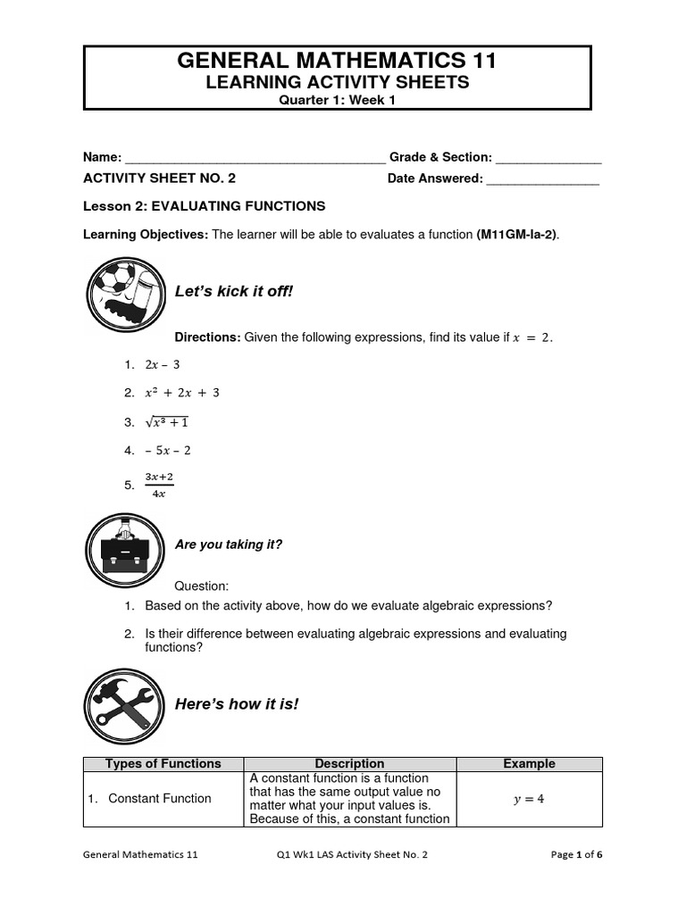 GenMath11 q1 WK 1 LAS No. 2 | PDF