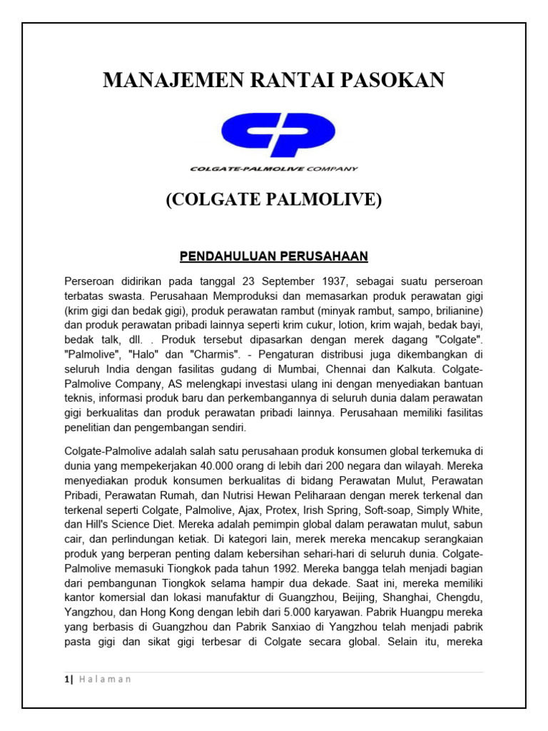 Manajemen Rantai Pasokan Colgate Palmolive | PDF