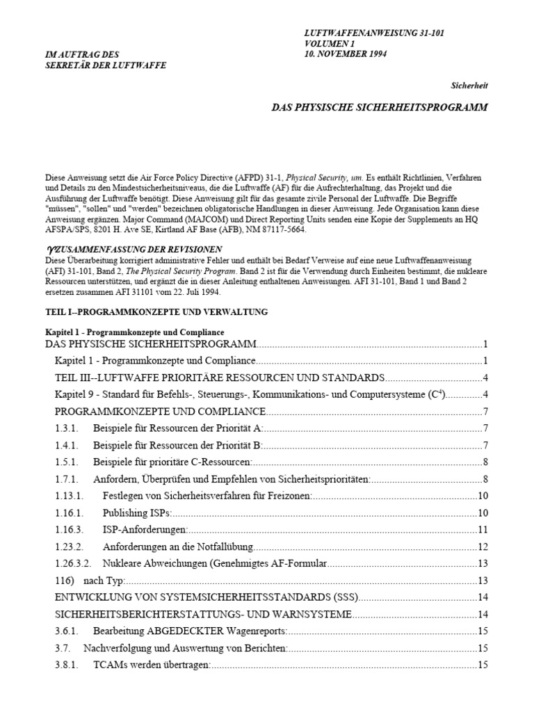 AFI 31-101 Das Phisical Security Program PDF | PDF