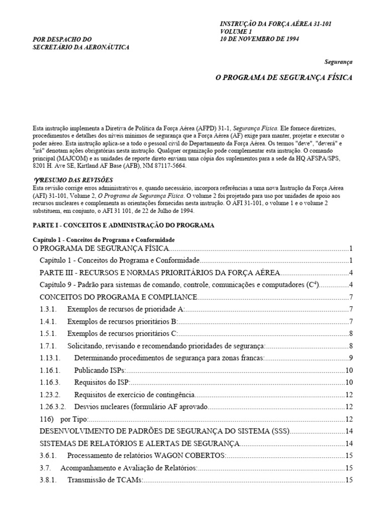 AFI 31-101 O Programa de Segurança Física PDF | PDF | Segurança de ... AFI 31-101 O Programa de Segurança Física PDF | PDF | Segurança de ...