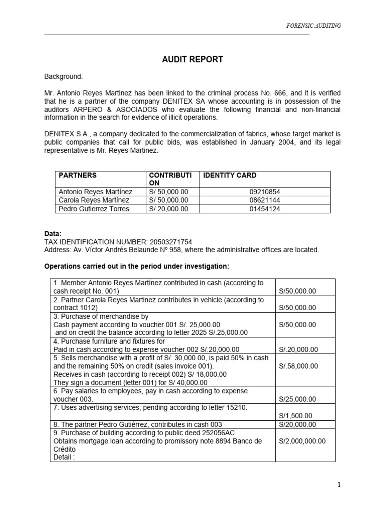 Example of Audit-Forensic Report | PDF Example of Audit-Forensic Report | PDF
