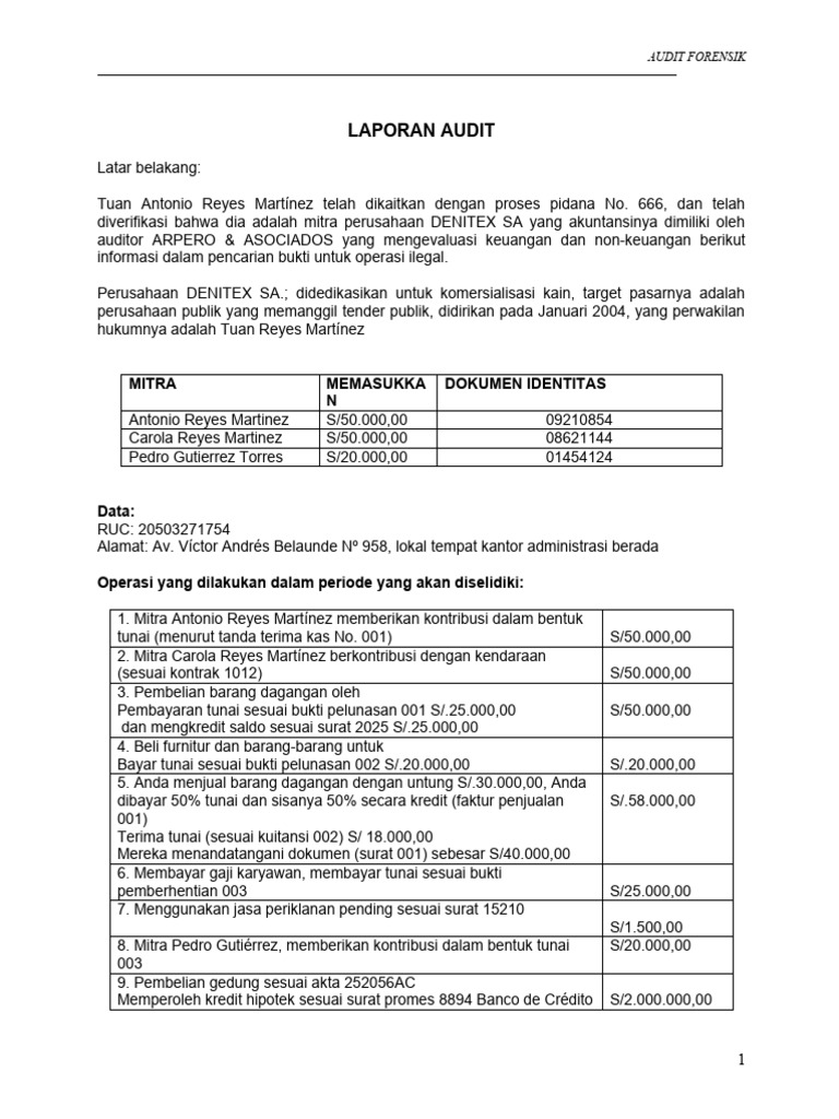Contoh Laporan Audit-Forensik | PDF | Hukum