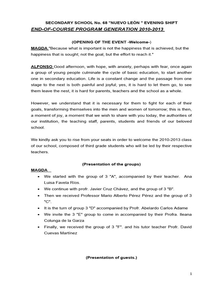 Secondary Graduation Ceremony Program | PDF