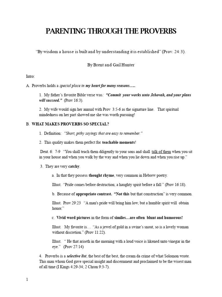 Parenting Through The Proverbs | Download Free PDF | Book Of Proverbs ...