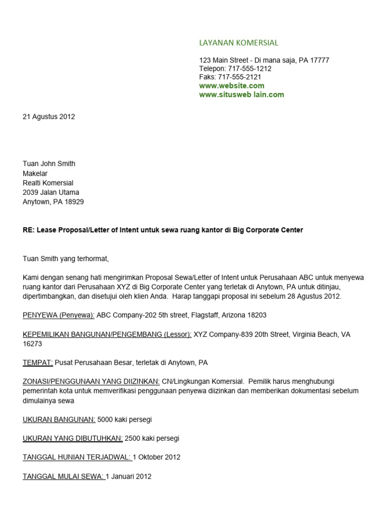 Proposal Sewa Komersial | PDF