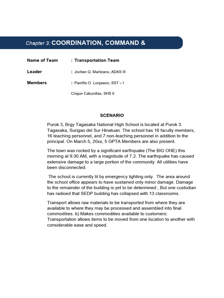 Chapter 3 A.3. Coordination Protection Cluster | PDF | Emergency ...