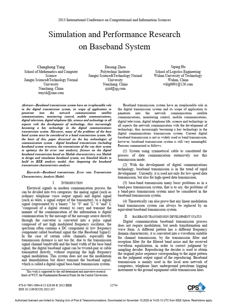 Baseband System 1 Pdf Modulation Signal To Noise Ratio