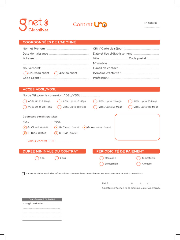 Contrat GlobalNet ADSL/VDSL | PDF | Technologie et ingénierie