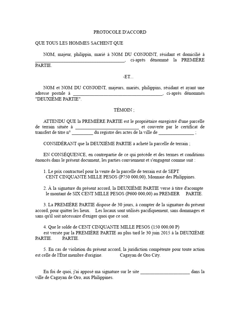 Exemple de Protocole Daccord Exemple | PDF