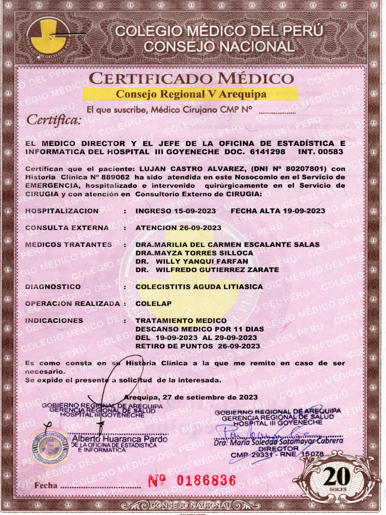 Certificado Medico | PDF