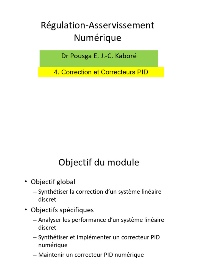 Correction Numérique des Systèmes PID | PDF | Automatisation | Régulation