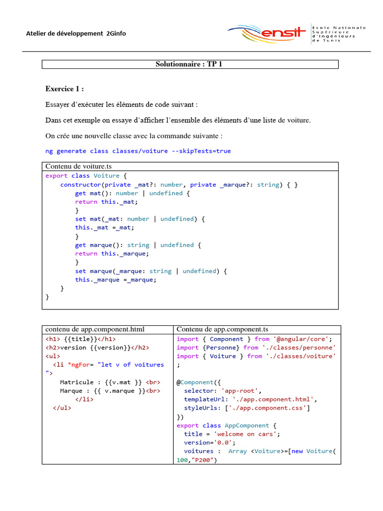 TP 1 Angular Cor | PDF | Ingénierie des systèmes | Programmation informatique