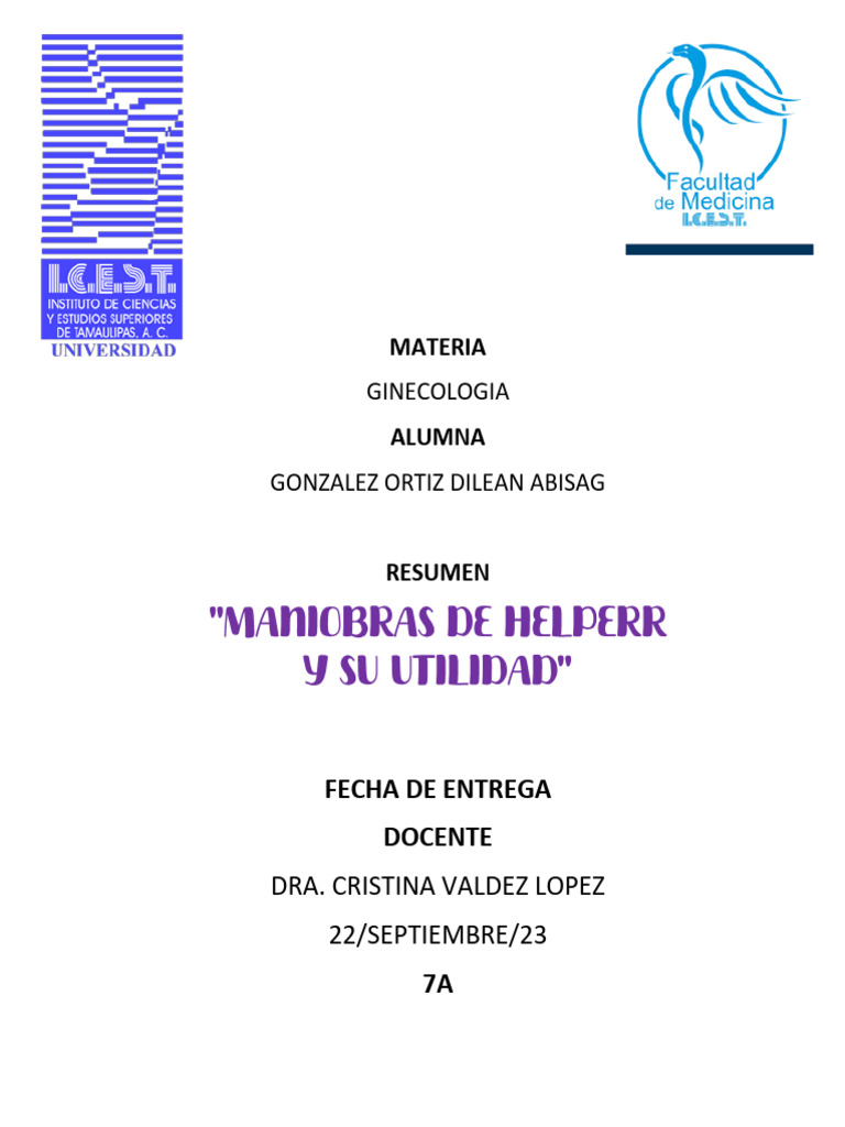 Maniobras de Helperr | PDF | Parto | Hombro