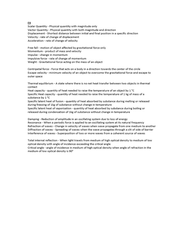 Physics Definitions and Laws | PDF | Force | Electromagnetic Induction