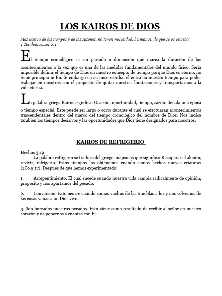 Significado de Kairos en la Biblia | PDF