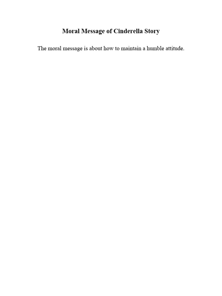 Moral Message Of Cinderella Story Pdf