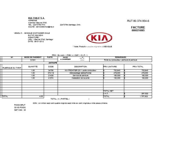 Facture KIA | PDF