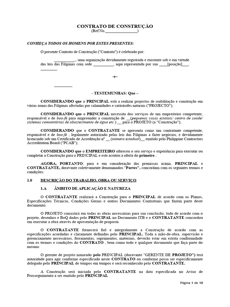 Modelo de contrato de construção.doc | PDF | Garantia | Propriedade ...