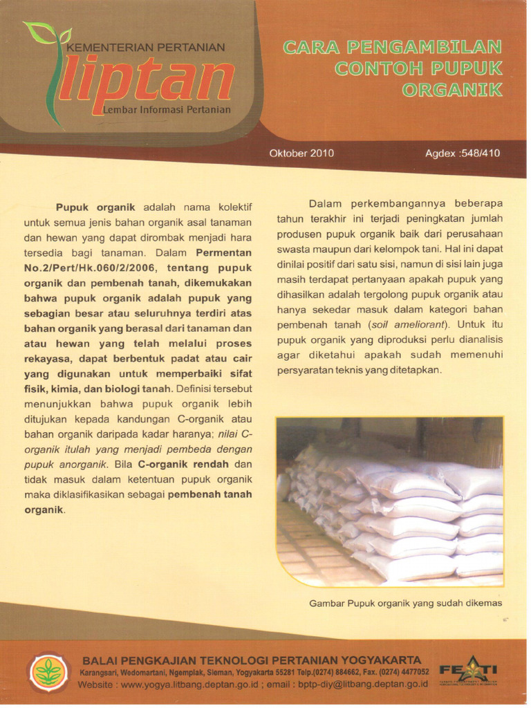 Cara Pengambilan Contoh Pupuk Organik | PDF