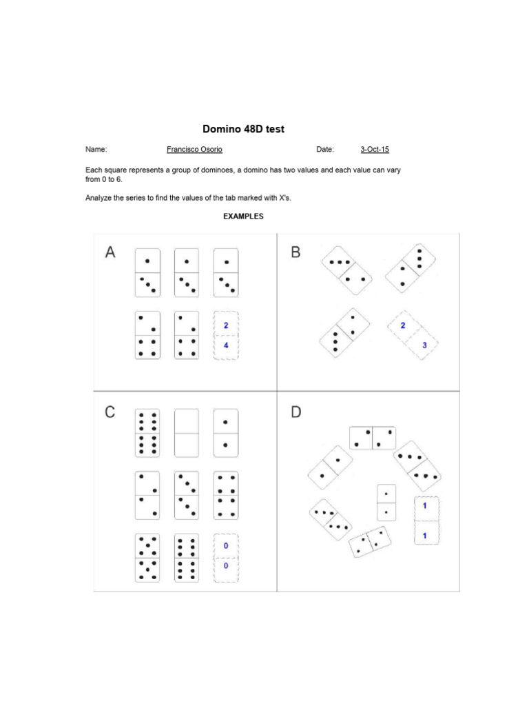 Dominos Test Result (Autosave) | PDF | Cognition