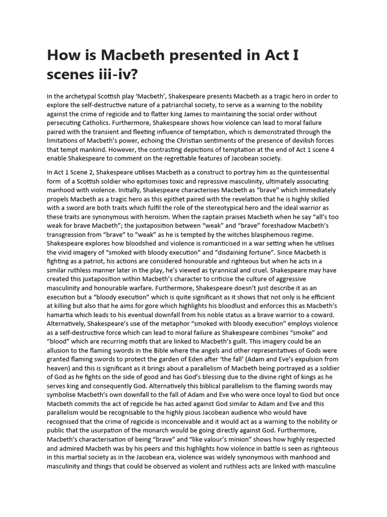 Jacobean Masculinity in Macbeth | PDF | Macbeth | Masculinity