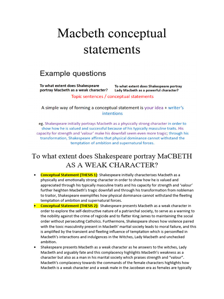 Macbeth's Strengths and Weaknesses Analysis | PDF | Macbeth | William ...