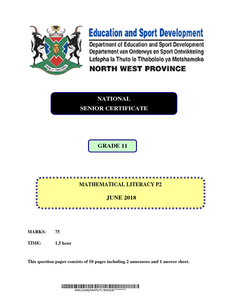 Mathematical Literacy GR 11 Paper 2 1 | PDF