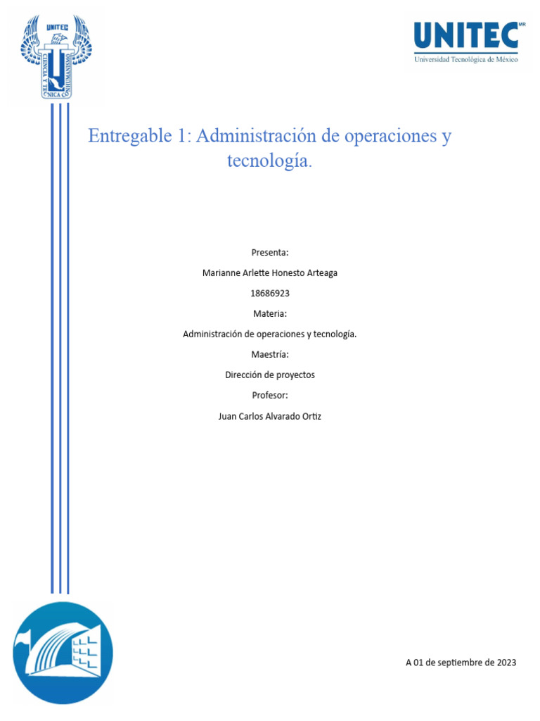 Entregable 1 - Adm de Operaciones y Tecnologia | PDF | Cadena de valor | Logística