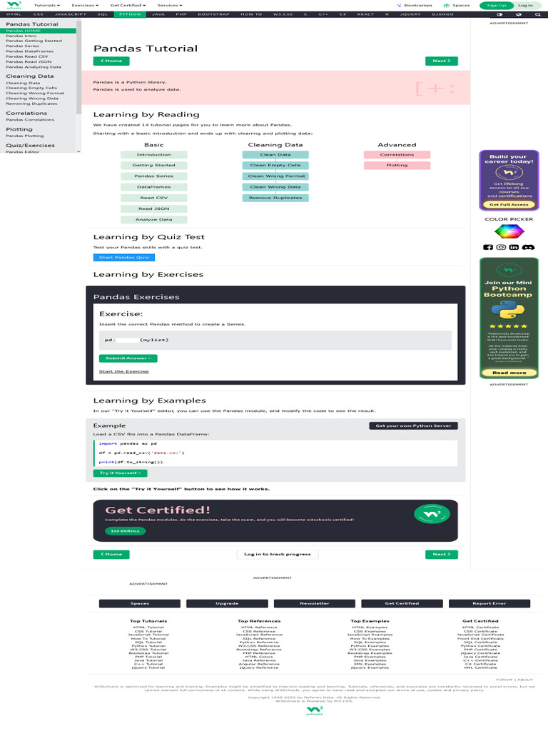 Pandas Tutorial Pdf Java Script Bootstrap Front End Framework