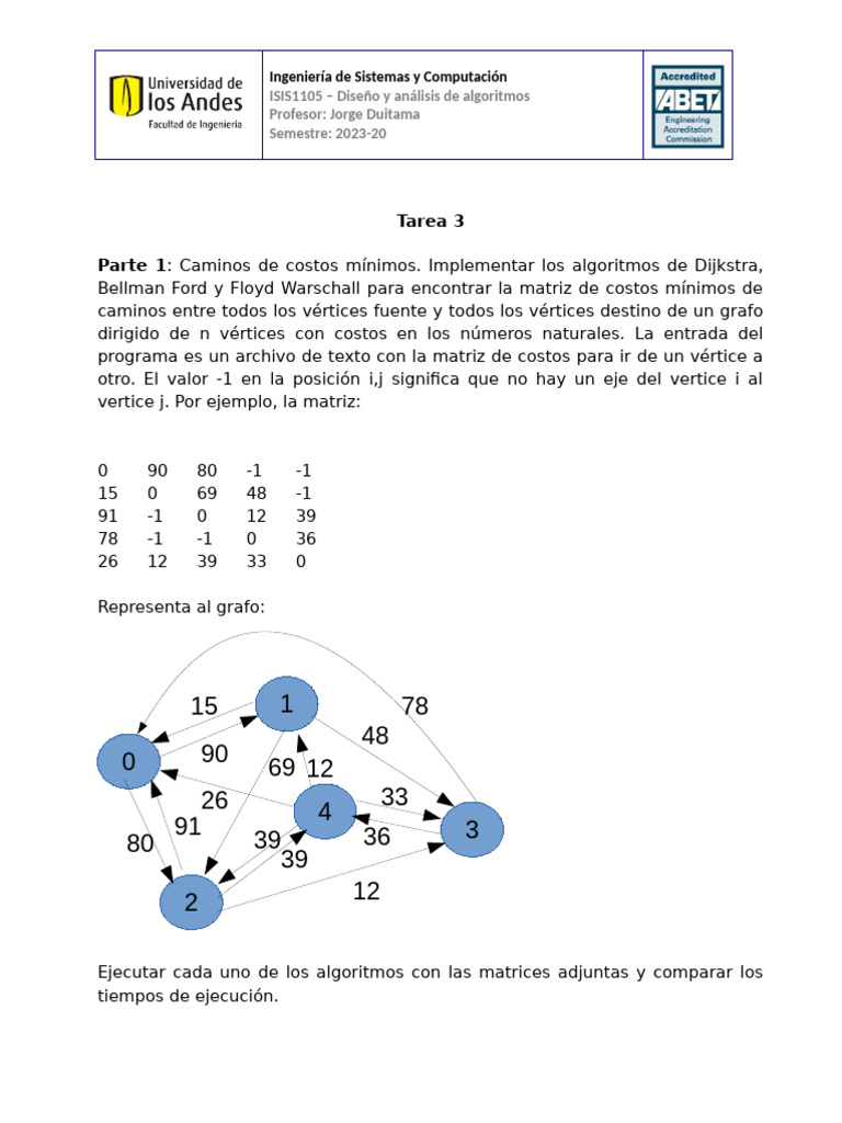 ISIS1105-202320-Tarea3 | PDF | Matriz (Matemáticas) | Archivo de computadora