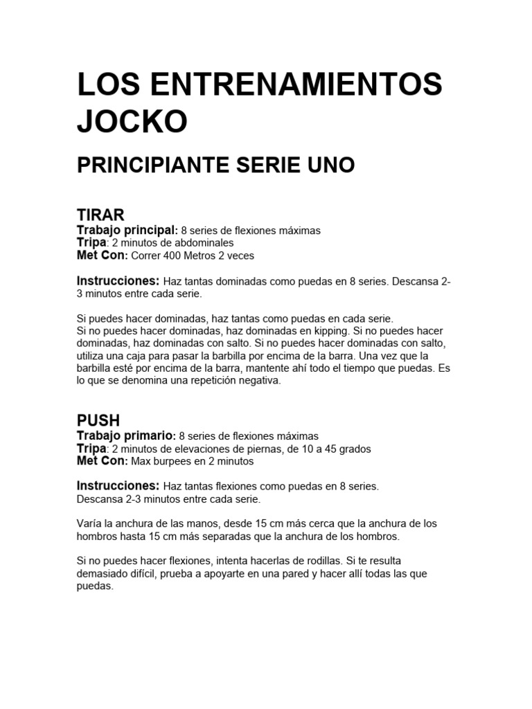 Entrenamiento Jocko: Principiante Serie 1 | PDF