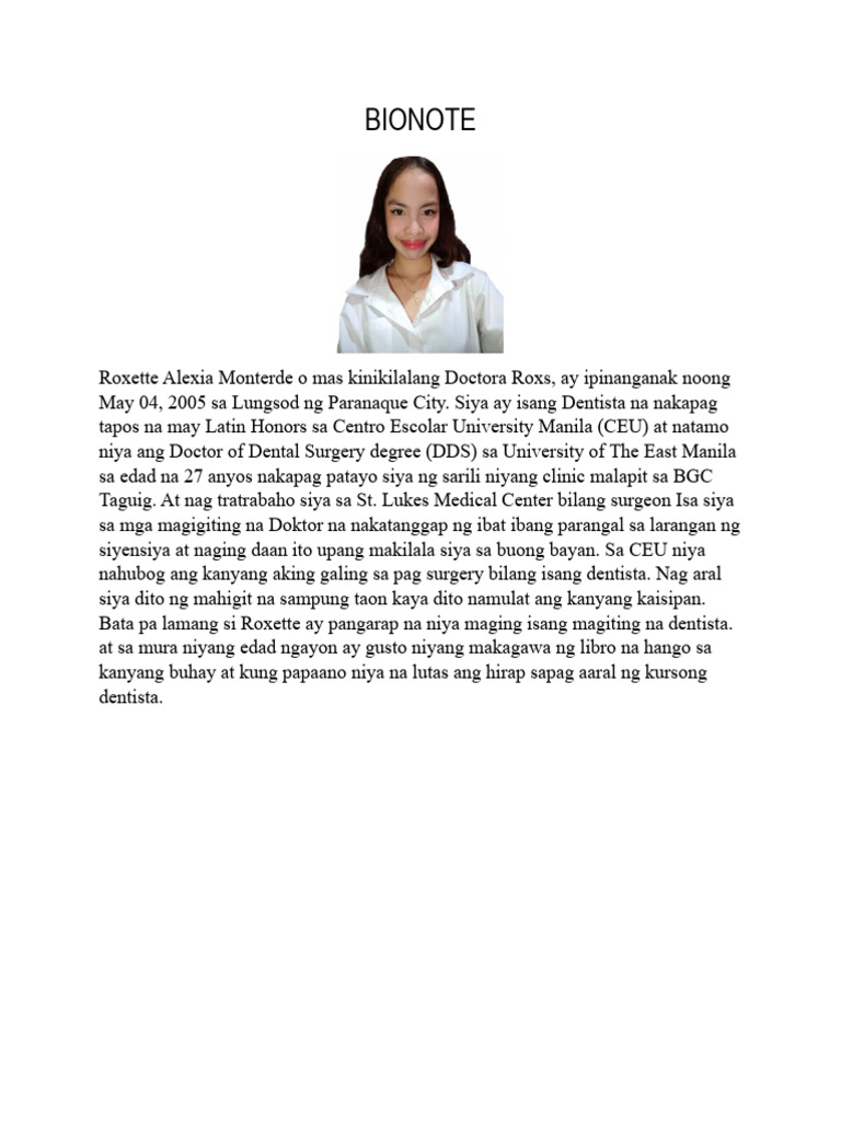 Bionote Sa Pagsulat | PDF