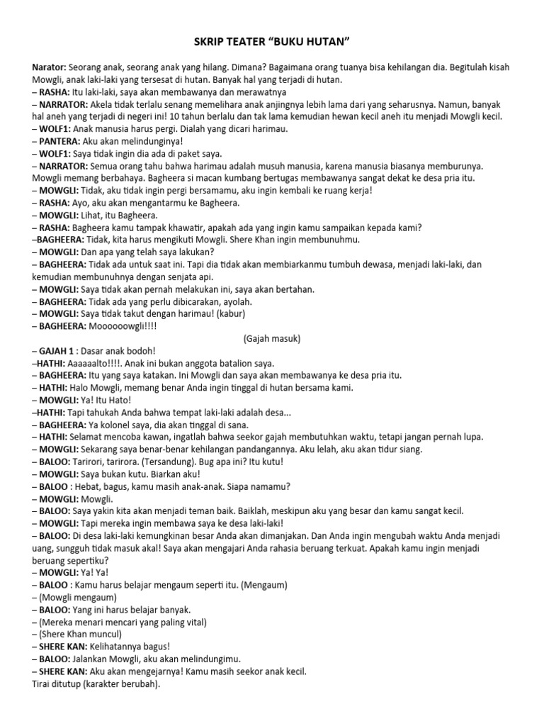 Naskah Teater Buku Hutan | PDF