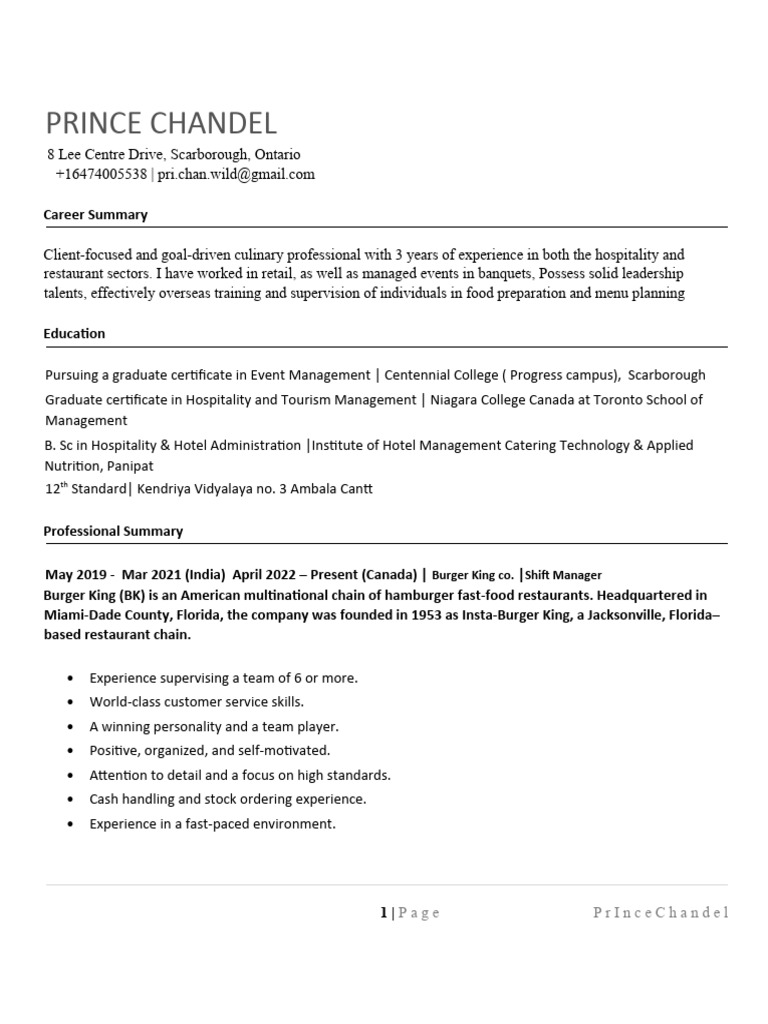 prince resume oct 21 | PDF