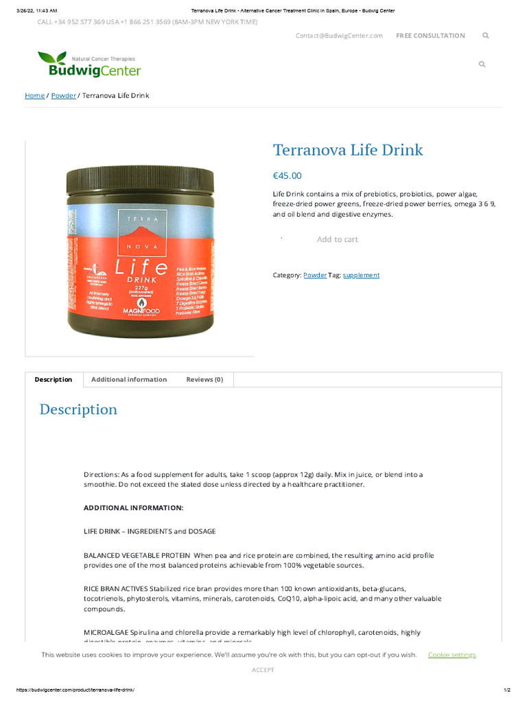 Terranova Life Drink - Alternative Cancer Treatment Clinic in Spain ...