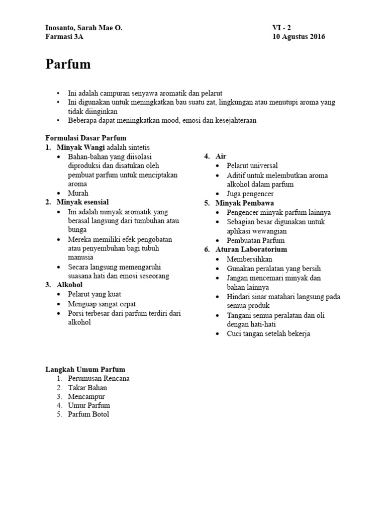Formulasi Parfum | PDF